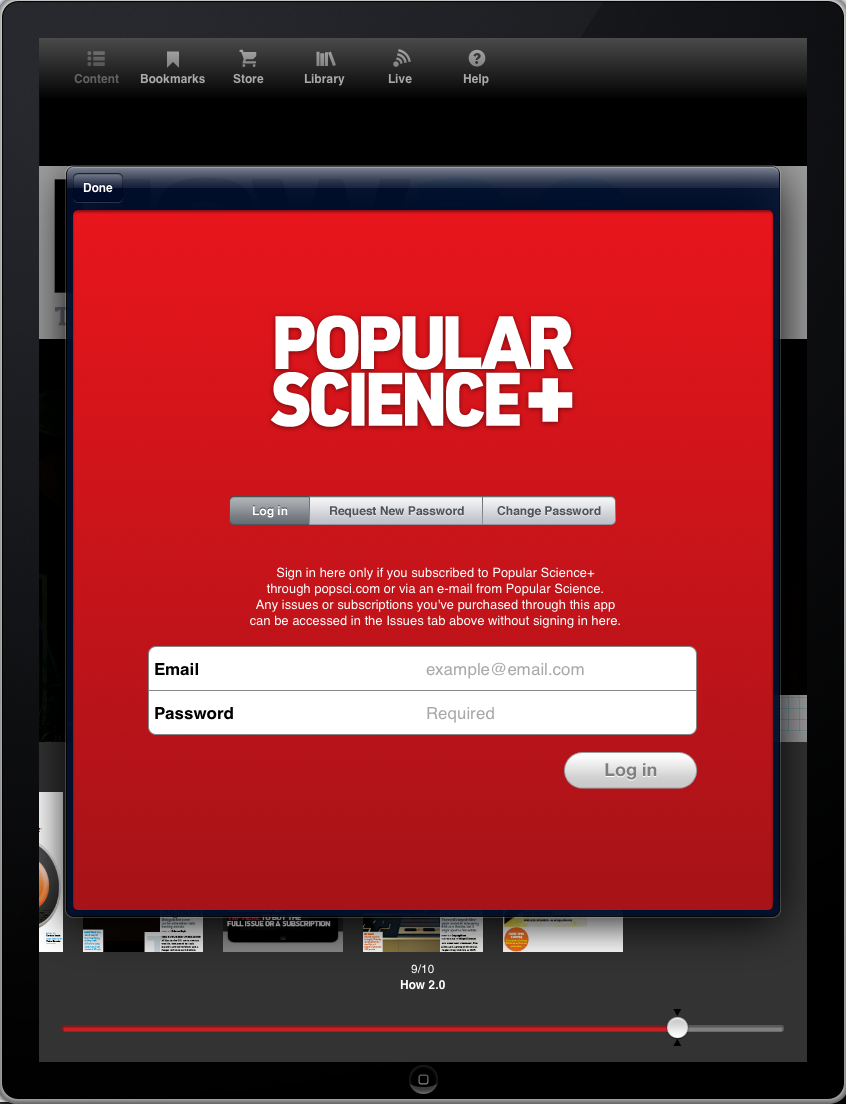 PopSci Login window | mag+